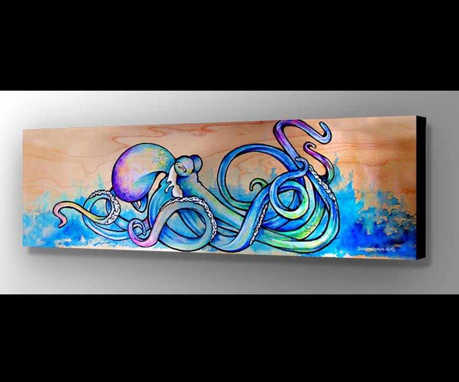 Blue Octopus Art Octopus Wall Art Octopus Painting Octopus Canvas Surf ...