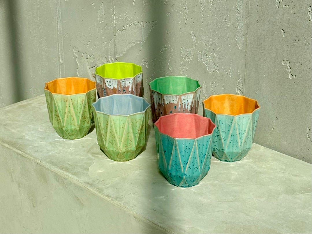 Handmade Medium Poly Stoneware Cup – Ceramic Cup for Coffee & Tea 300 ...