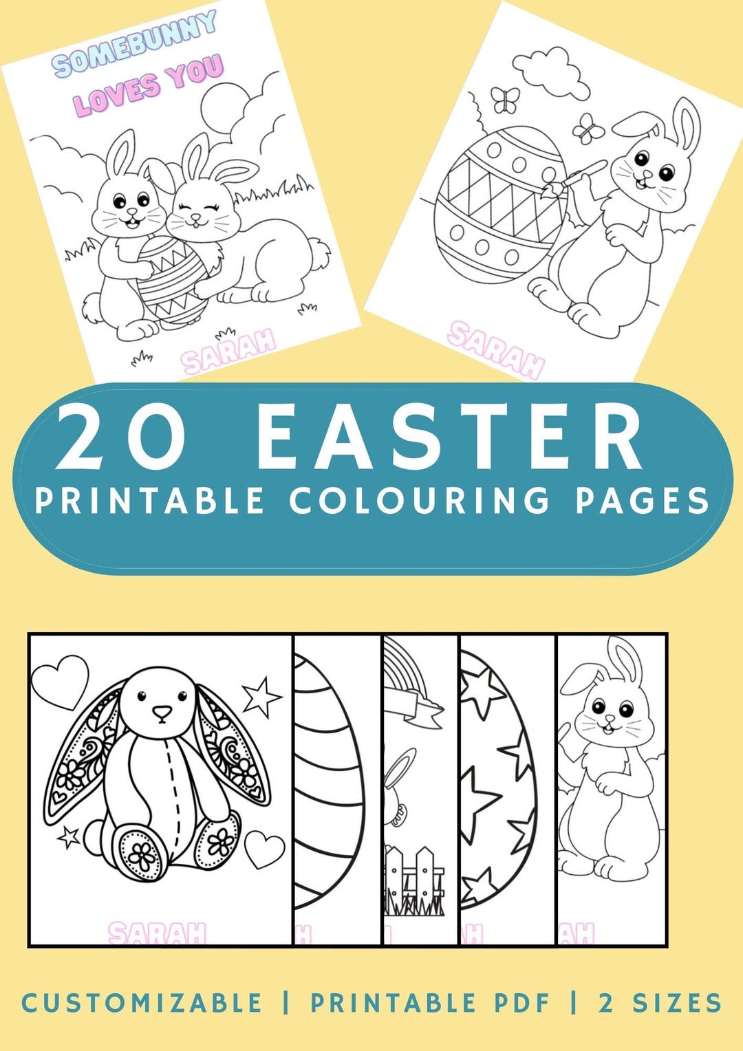 Personalized Easter Coloring Book | 20 Printable Pages (A4 & US Letter ...