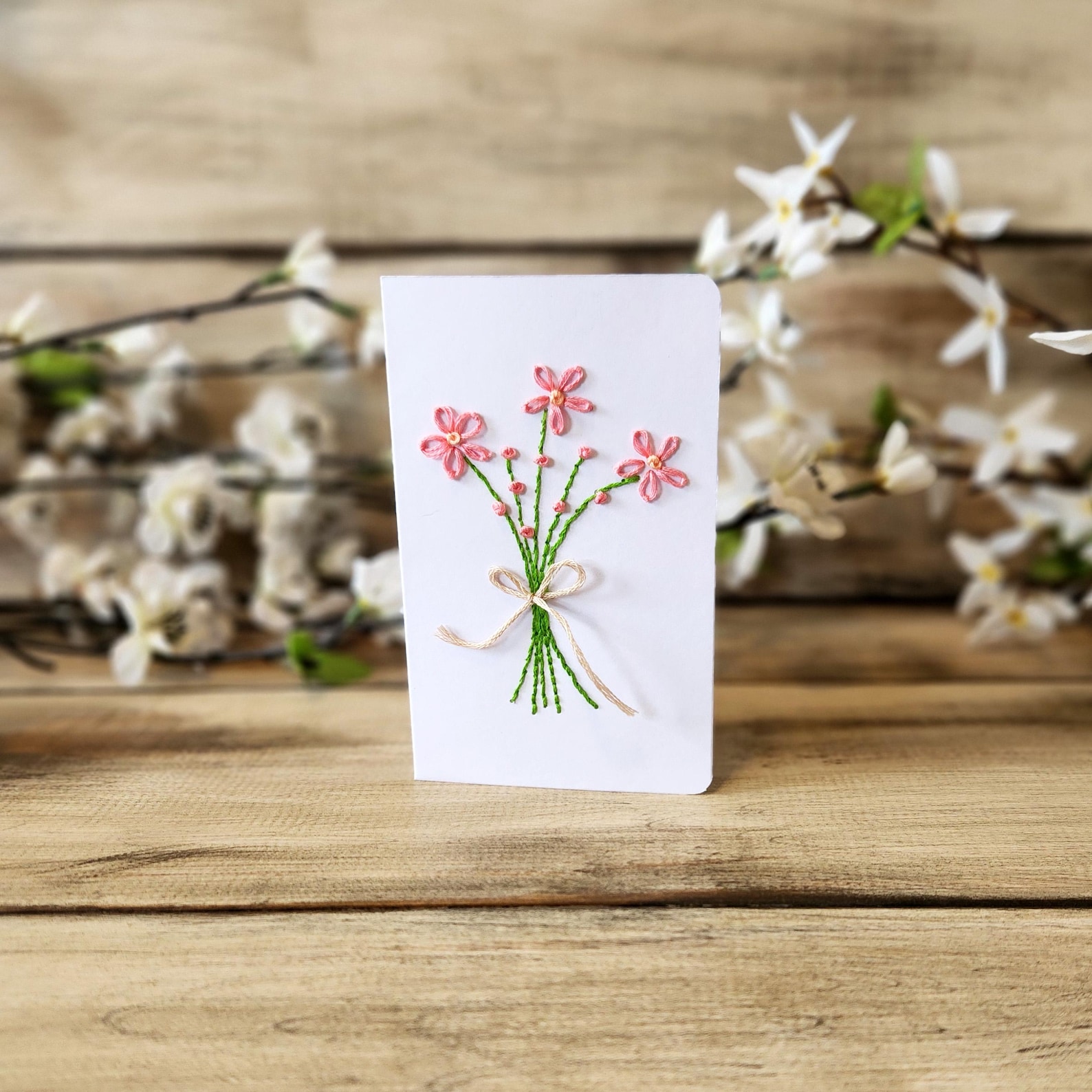 Handcrafted Flower Embroidered Cards | Birthdays | Special Occasions ...