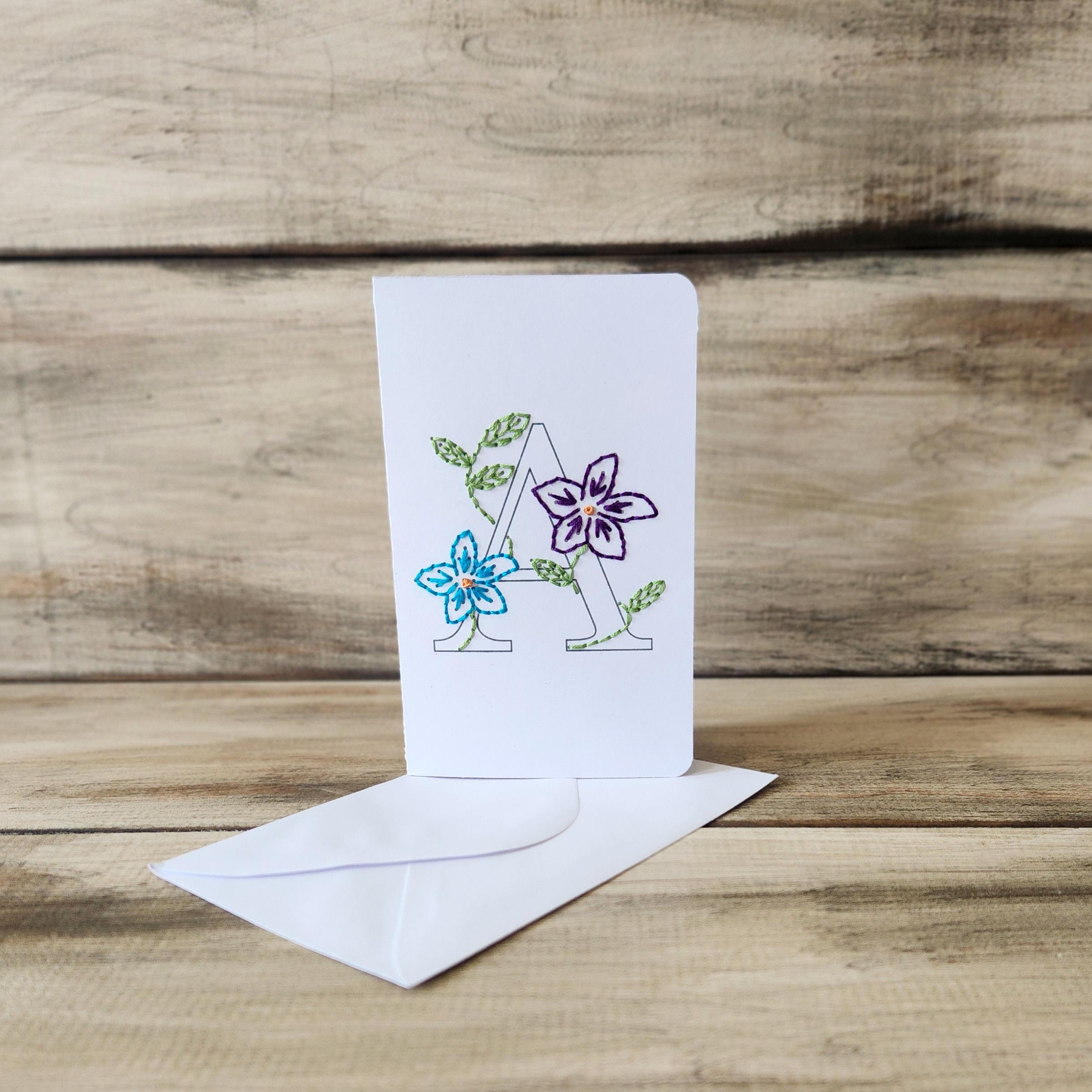 Handcrafted Flower Monogram Embroidered Cards | Personalized Stationery ...
