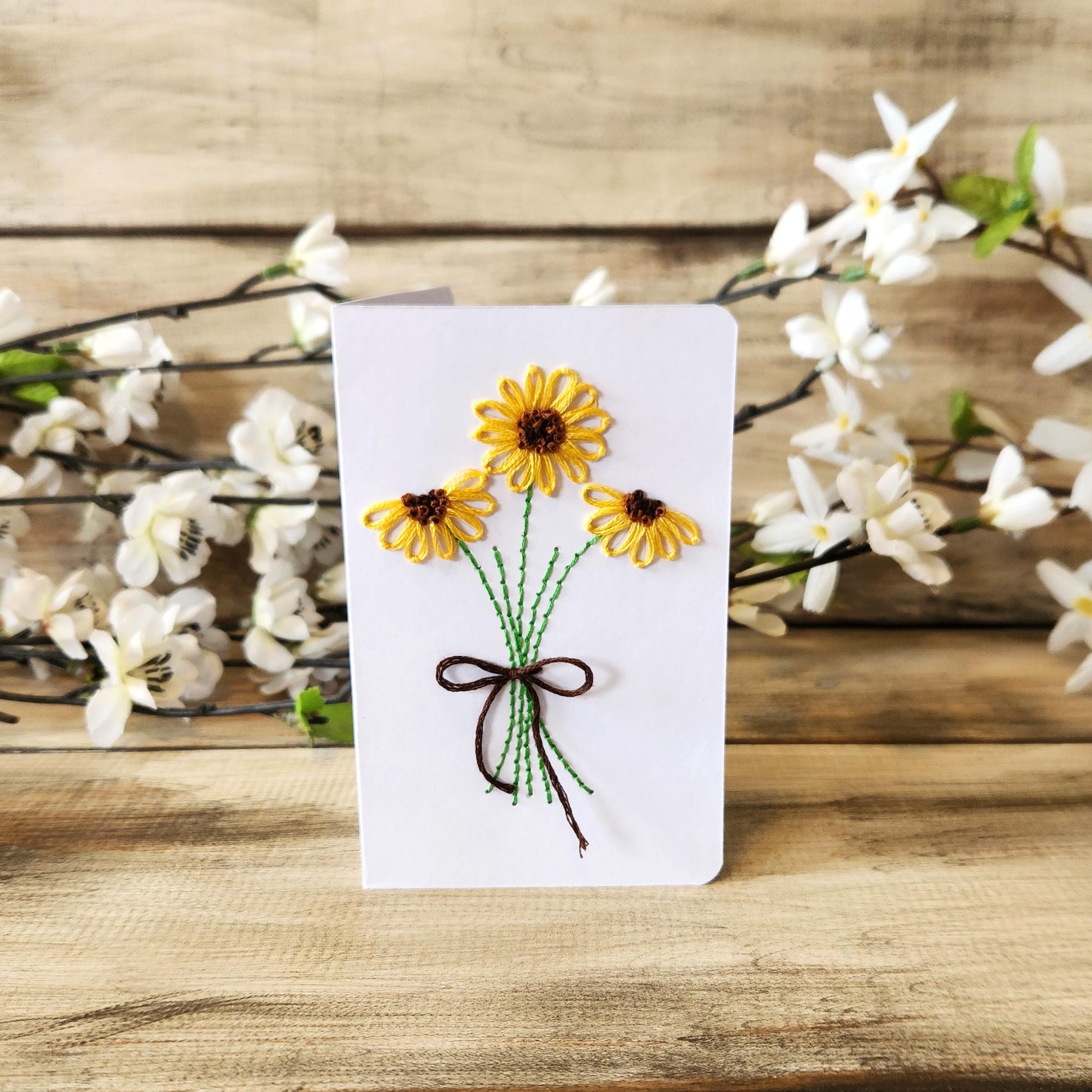 Handcrafted Flower Embroidered Cards | Birthdays | Special Occasions ...