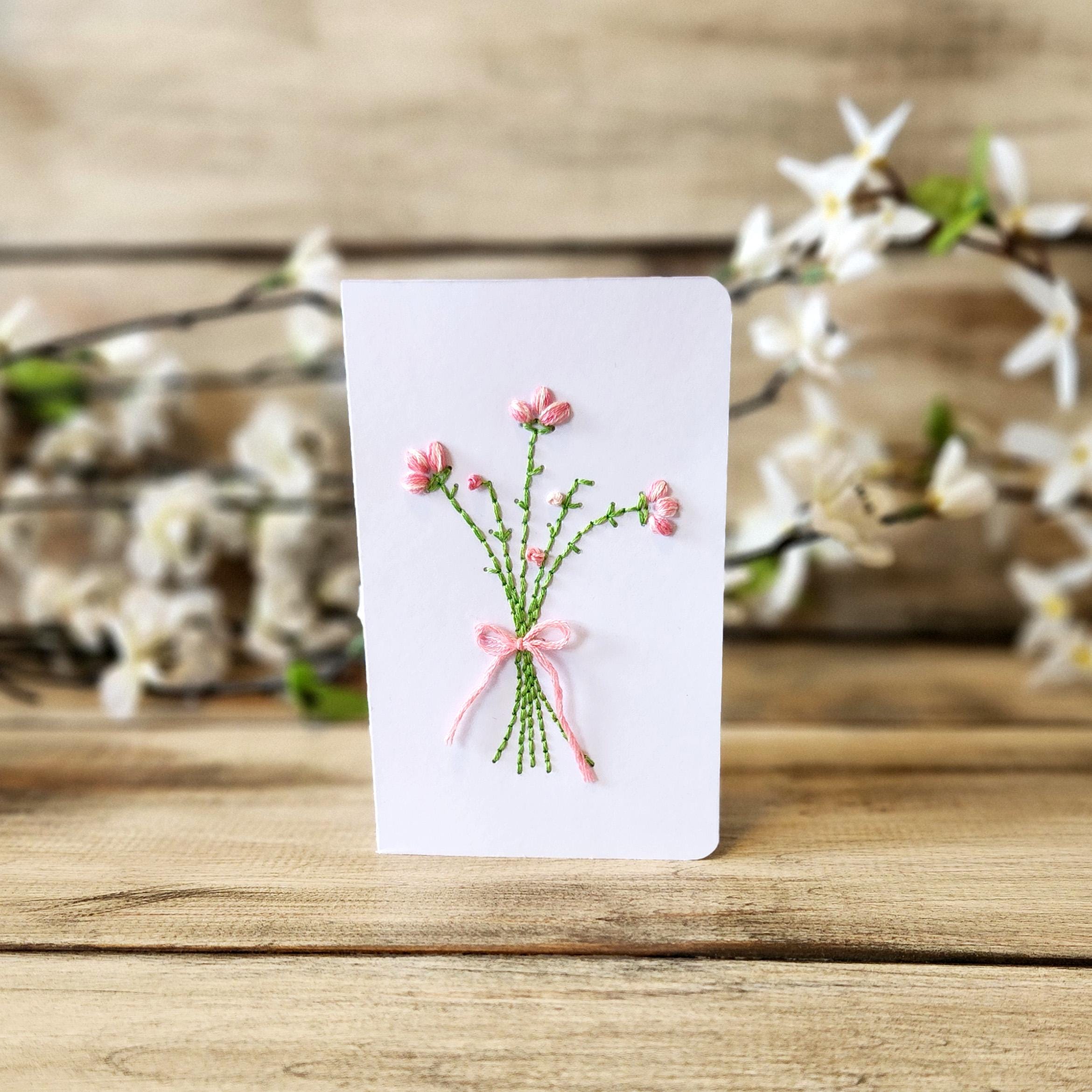 Handcrafted Flower Embroidered Cards | Birthdays | Special Occasions ...