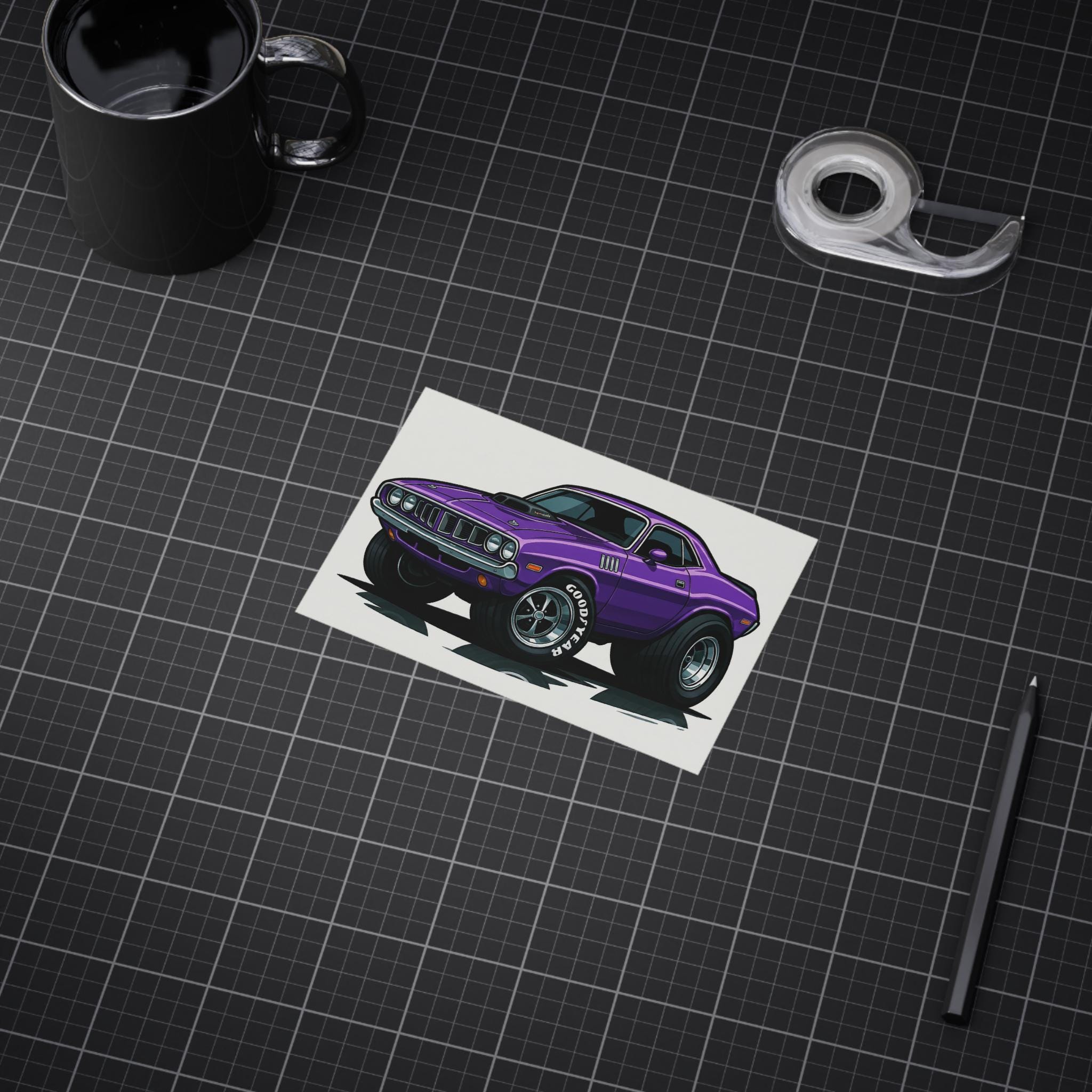 Cartoon 1971 Plymouth Hemi Cuda - Purple Plum Crazy - Car Art Print ...