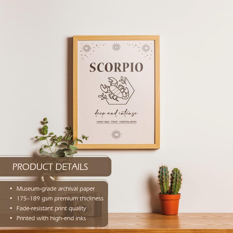 Scorpio Zodiac Poster, Dark Astrology Celestial Wall Art (matte Finish ...