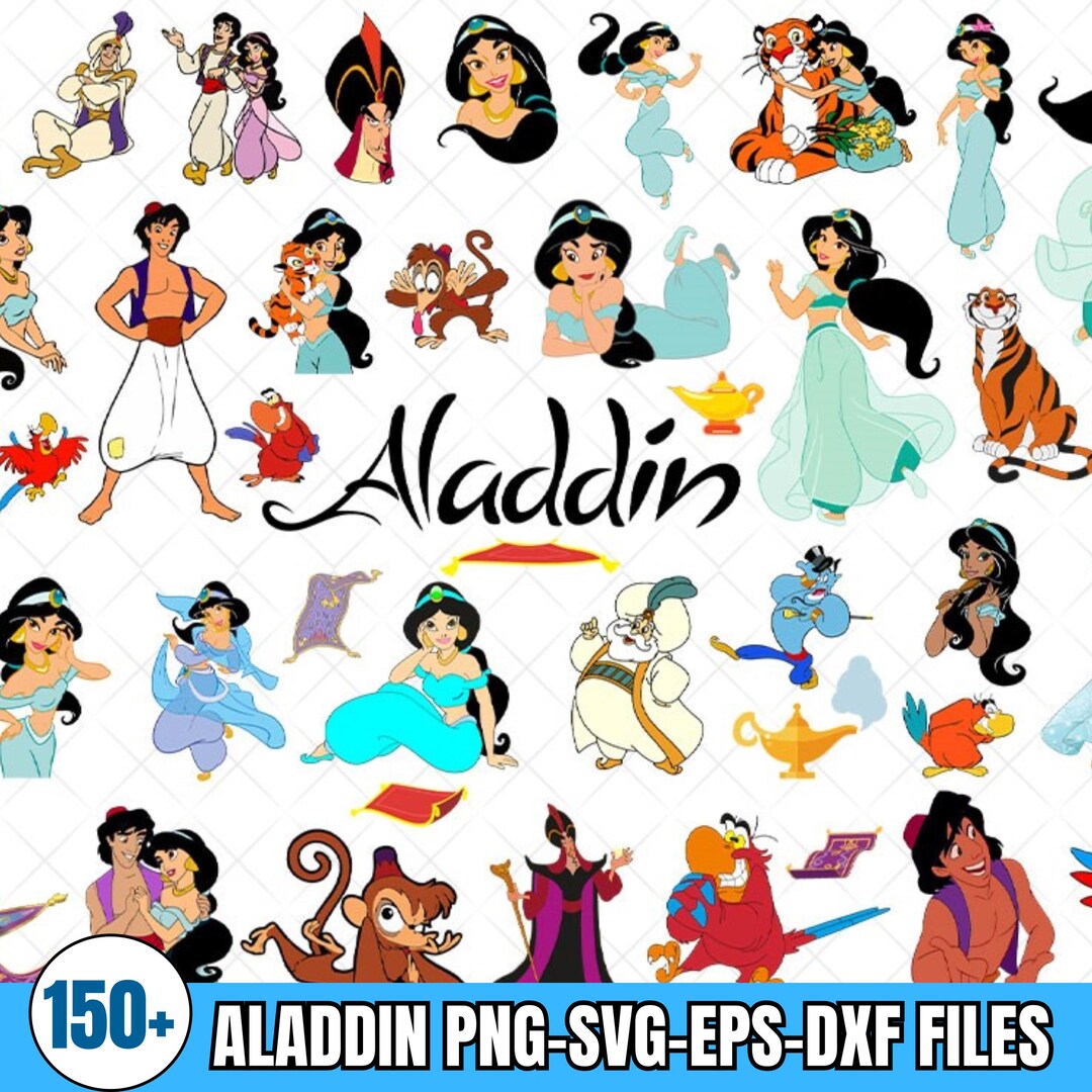 Aladdin SVG Bundle: Princess Jasmine & Genie Clipart (digital Download ...