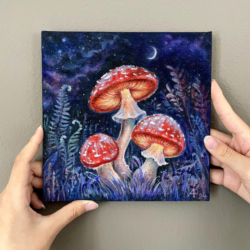 Mushroom Oil Painting - Etsy