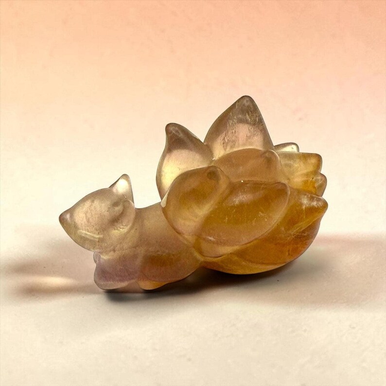 9-tailed Fox Fluorite Statue, Hand Carved Crystal Fox Figurine - Etsy UK