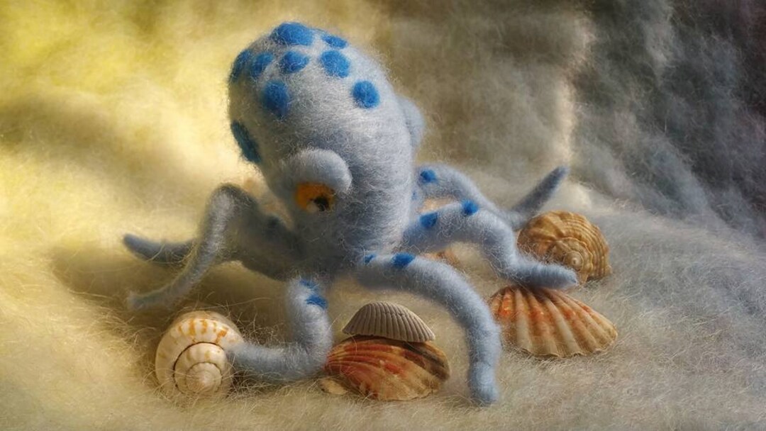 Needle Felted Octopus Blue Octopus Handmade Sea - Etsy
