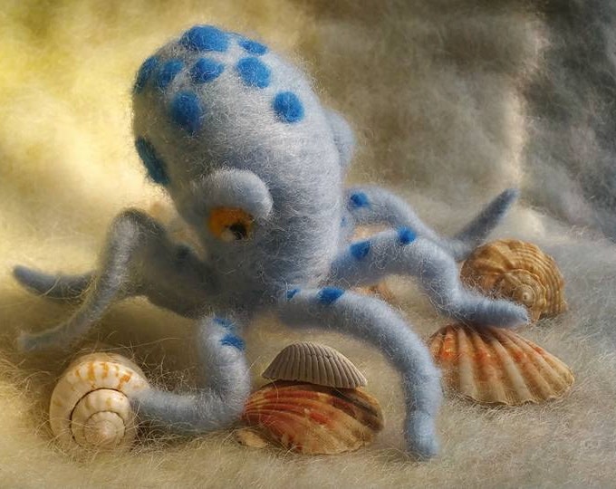 Needle Felted Octopus, Blue Octopus, Handmade, Sea Creatures,needle ...