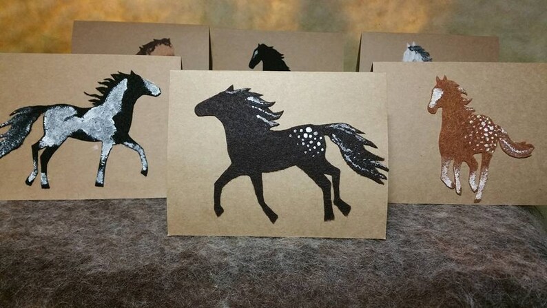 Horse Note Cards Hand Cut Felt Horses With Hand Painted - Etsy