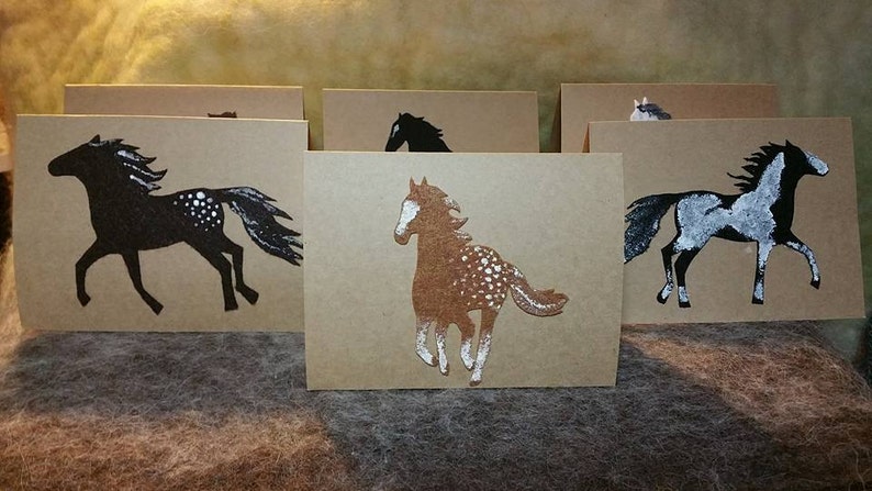 Horse Note Cards Hand Cut Felt Horses With Hand Painted - Etsy