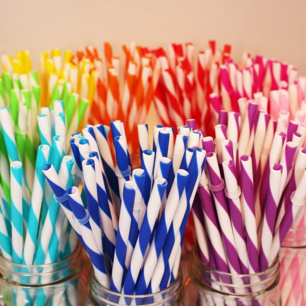 Striped Straws - Etsy
