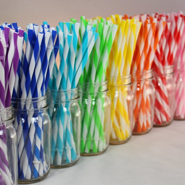 Striped Straws - Etsy