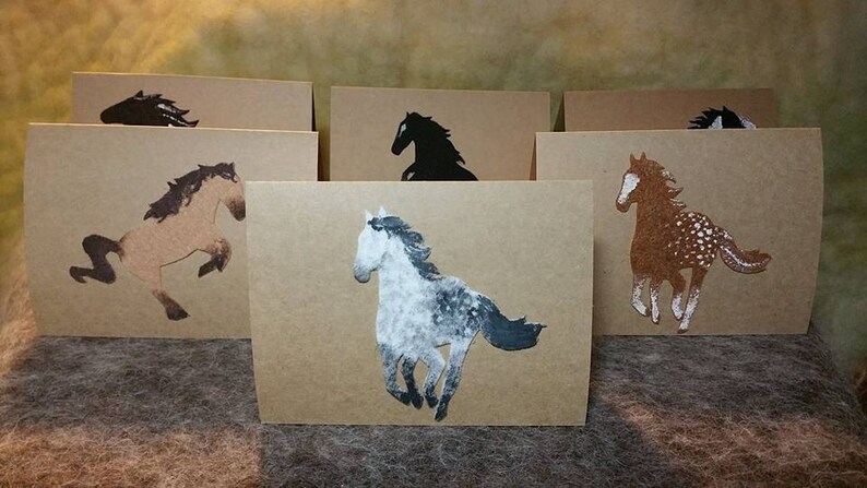 Horse Note Cards Hand Cut Felt Horses With Hand Painted - Etsy