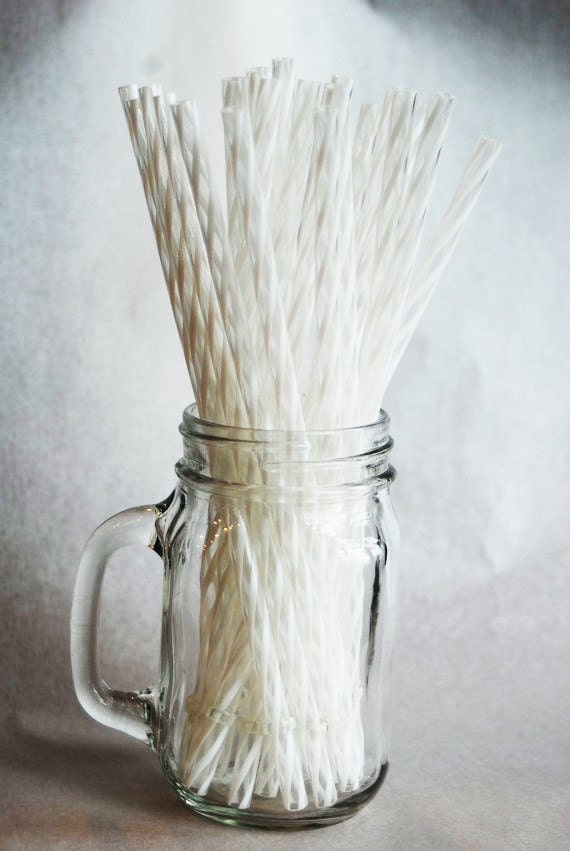 White Reusable Straws BPA Free Eco Friendly Striped 100 For | Etsy