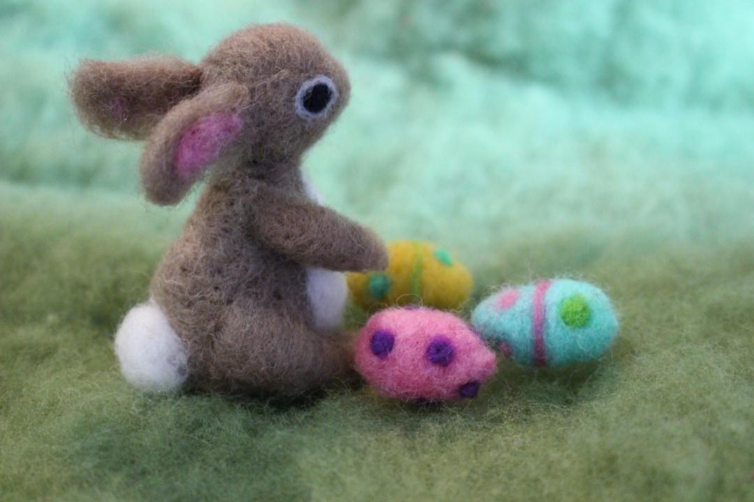 Easter Bunny Needle Felted Bunny 1 Realistic Bunny With 3 - Etsy