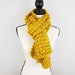 Chunky Yellow Knitted Scarf, Warm Knit Mustard Scarf, Thick Winter ...
