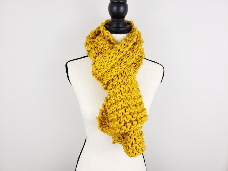 Chunky Yellow Knitted Scarf, Warm Knit Mustard Scarf, Thick Winter ...