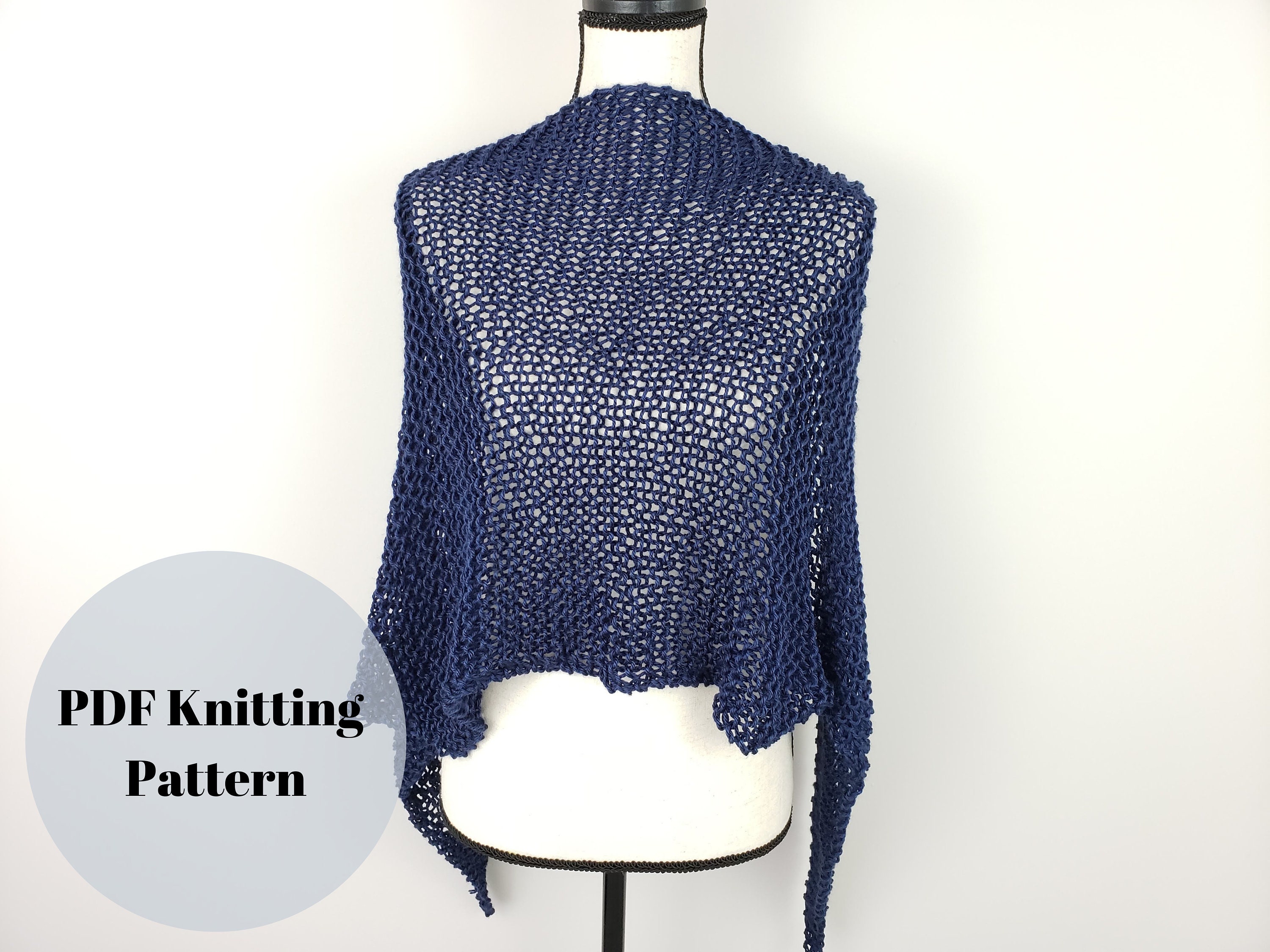 Easy Lightweight Shawl Knitting Pattern / Digital Download Warm Weather ...