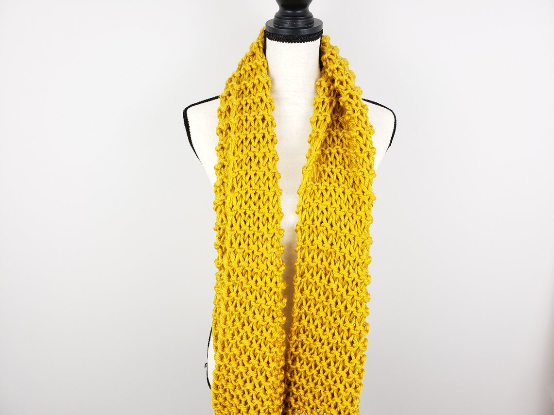 Chunky Yellow Knitted Scarf Warm Knit Mustard Scarf Thick - Etsy