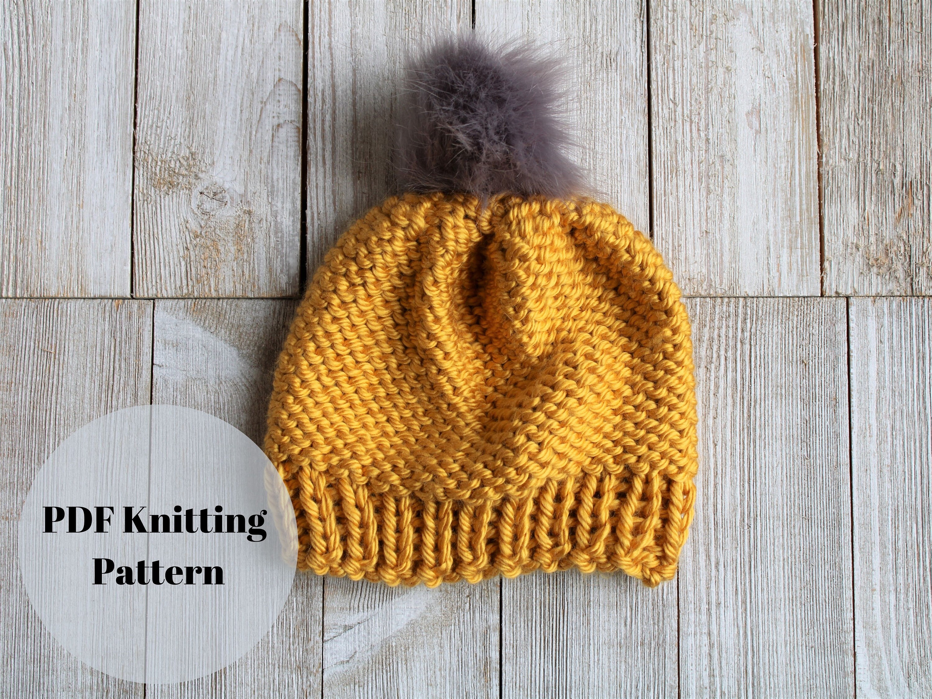 Quick Ribbed Hat Knitting Pattern, Easy Knitting Pattern, DIY Beanie ...