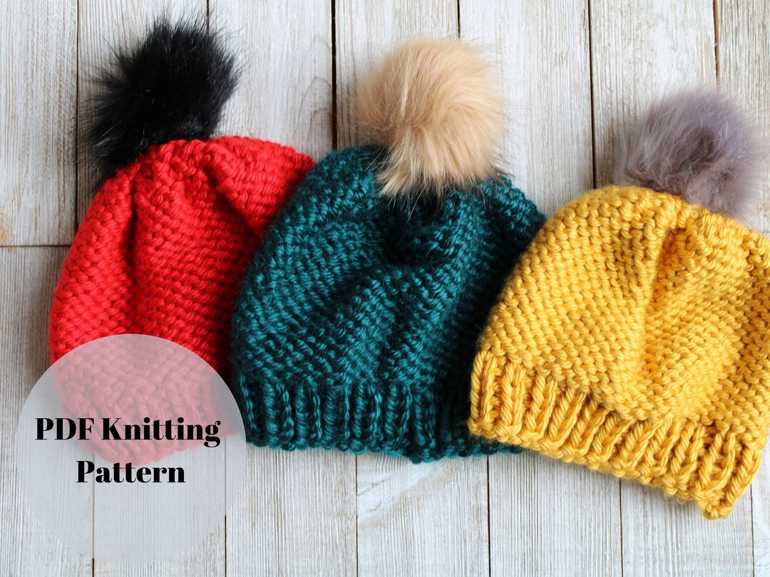 Quick Ribbed Hat Knitting Pattern, Easy Knitting Pattern, DIY Beanie ...
