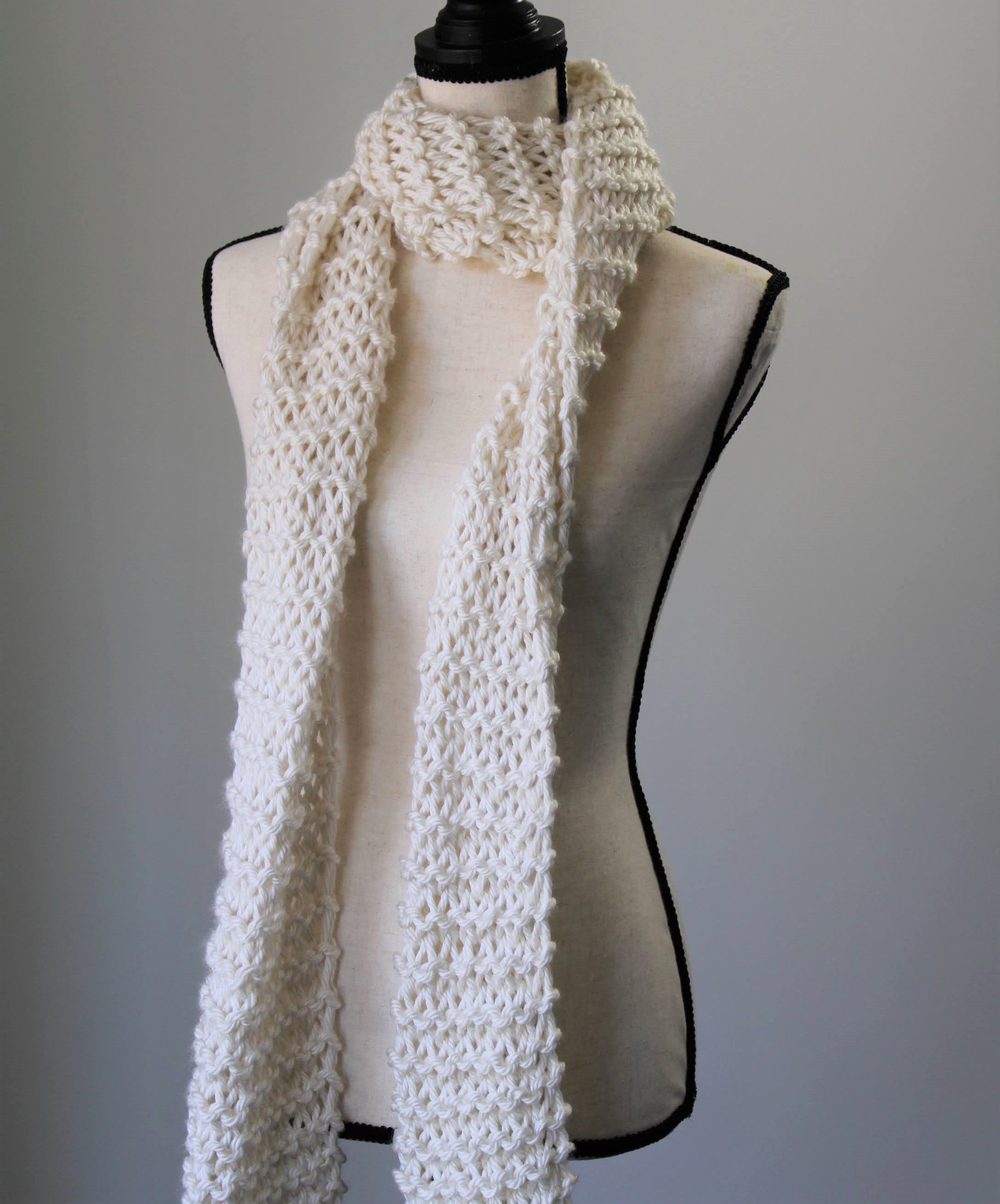 Chunky Knitted Cream Scarf, Warm off White Scarf, Classic Vegan ...