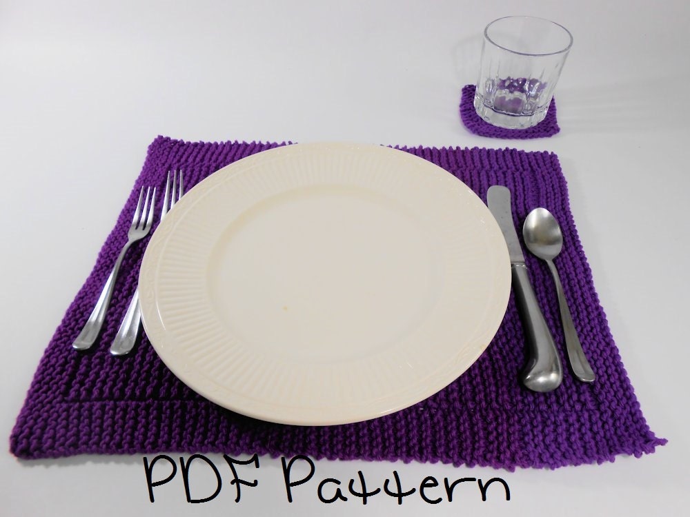 Placemat Knitting Pattern Place Setting Beginner Pattern Easy Coaster ...