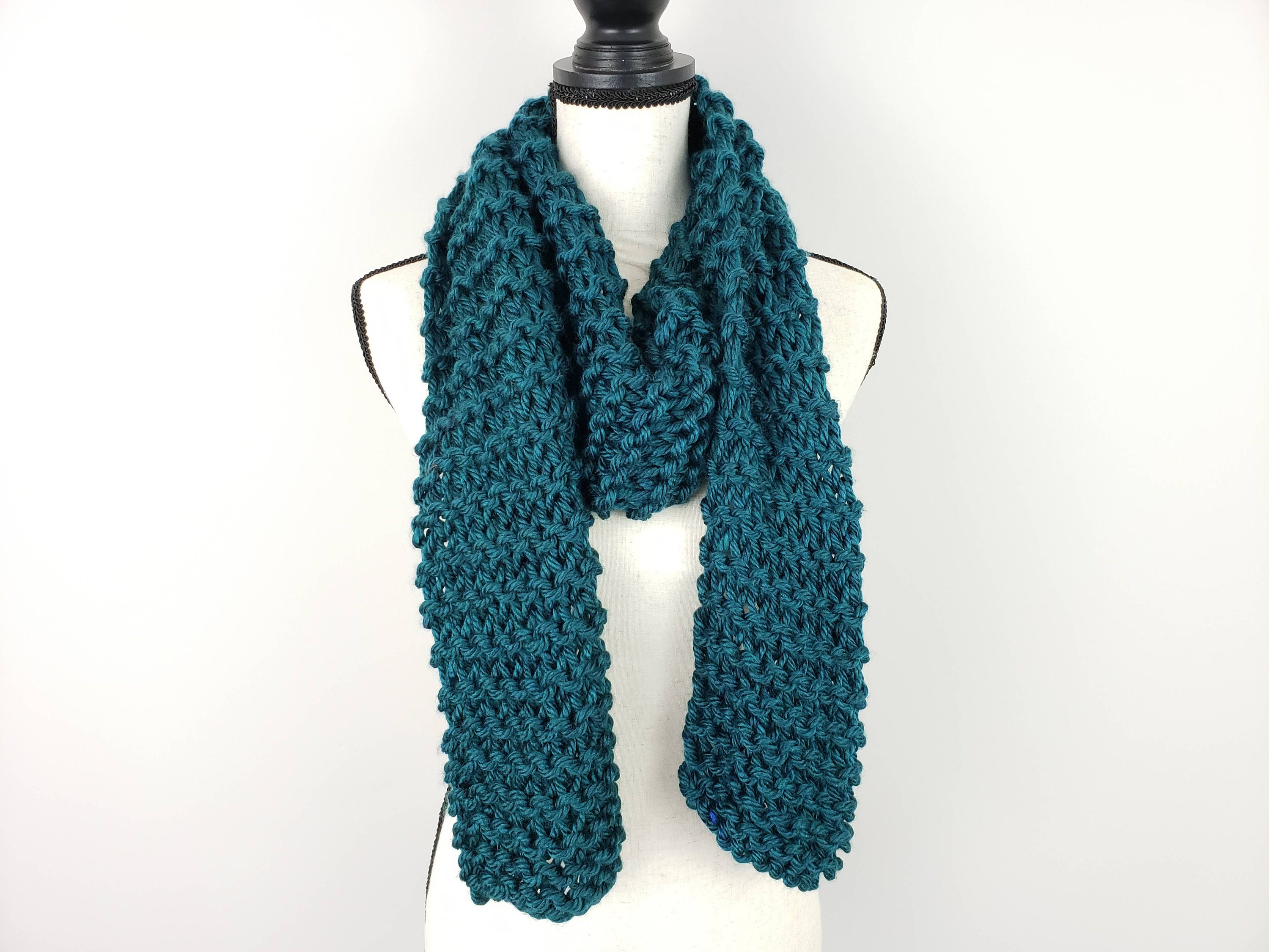Chunky Teal Scarf / Warm Knitted Scarf / Vegan Friendly Soft Scarf - Etsy