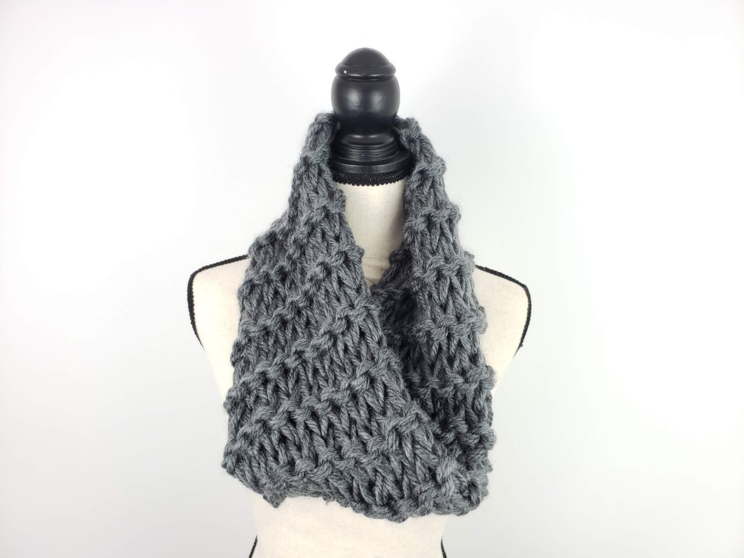 Grey Cowl Chunky Knit Cowl Unisex Scarf - Etsy