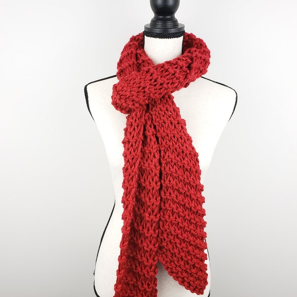 Red Knitted Scarf - Etsy