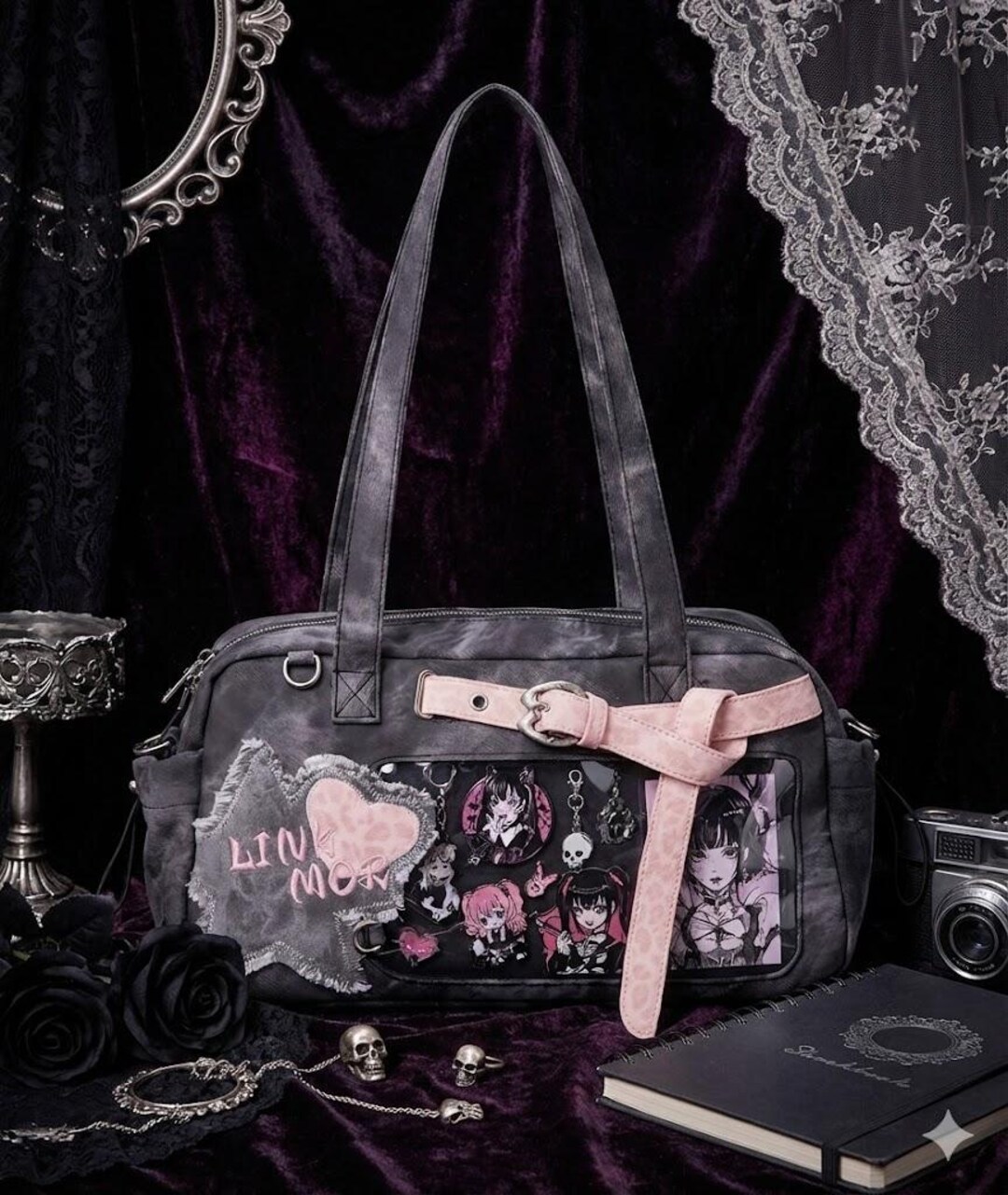 Gothic Star Ita Bag, Double Sided Window, Washed PU Leather Crossbody ...