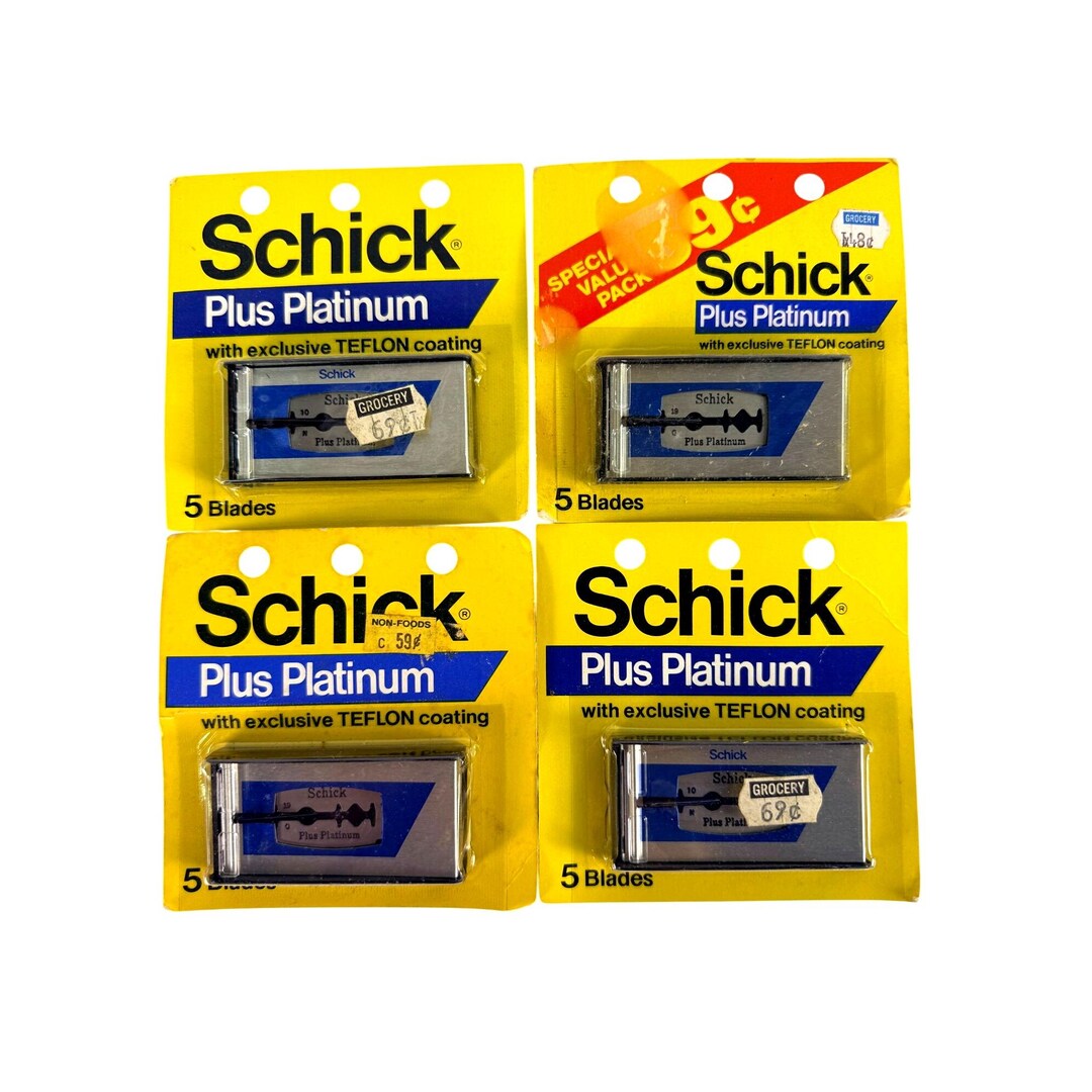 Vintage Schick Plus Platinum Teflon Coated Double Edge Razor Blades 20 ...