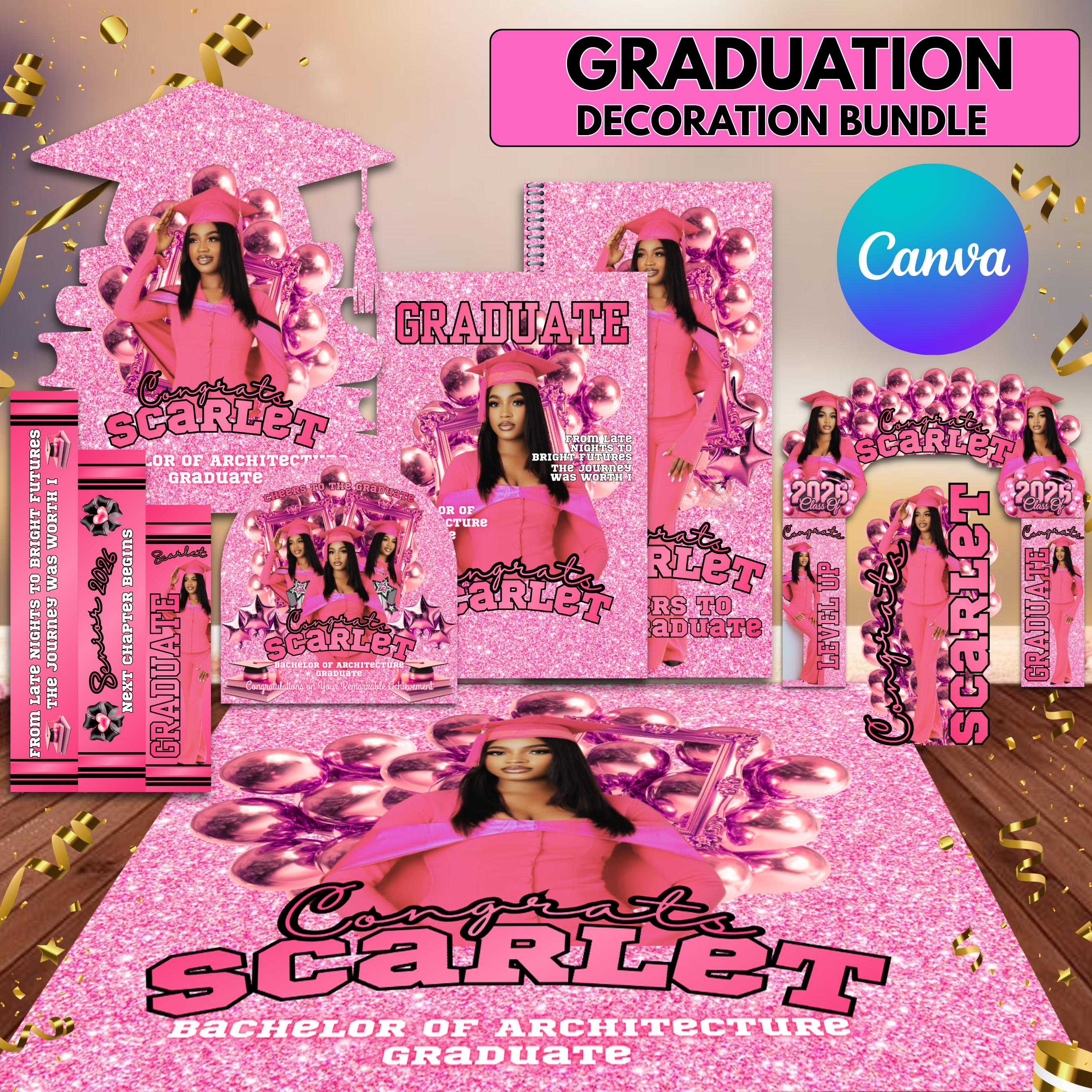 Pink Graduation BUNDLE Decor, Class of 2026, Floor Wrap, Graduation ...