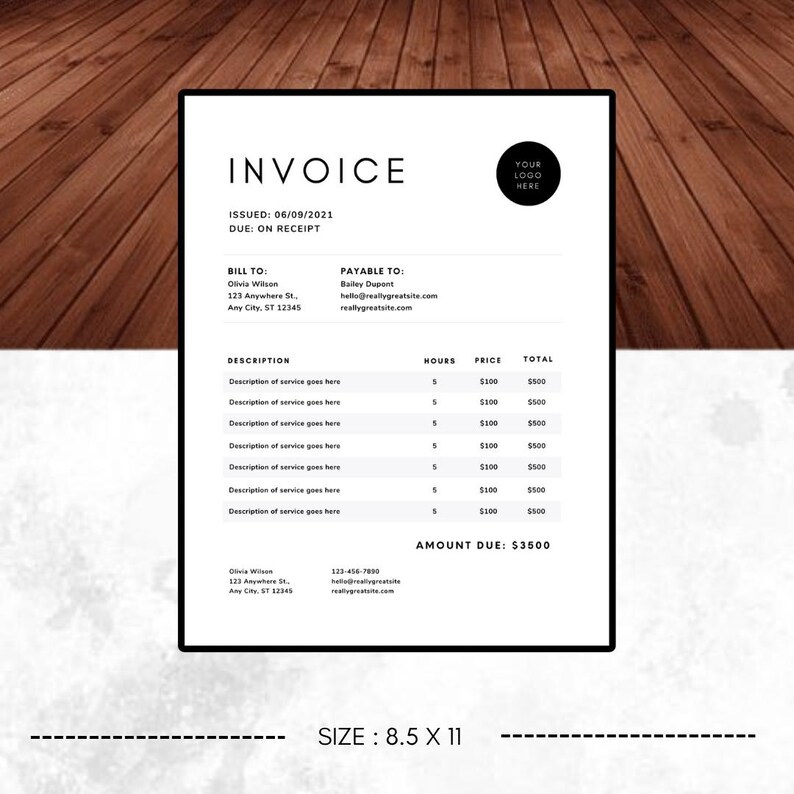 Editable Invoice Templates, 2 Style, Invoice Business Form for Small ...