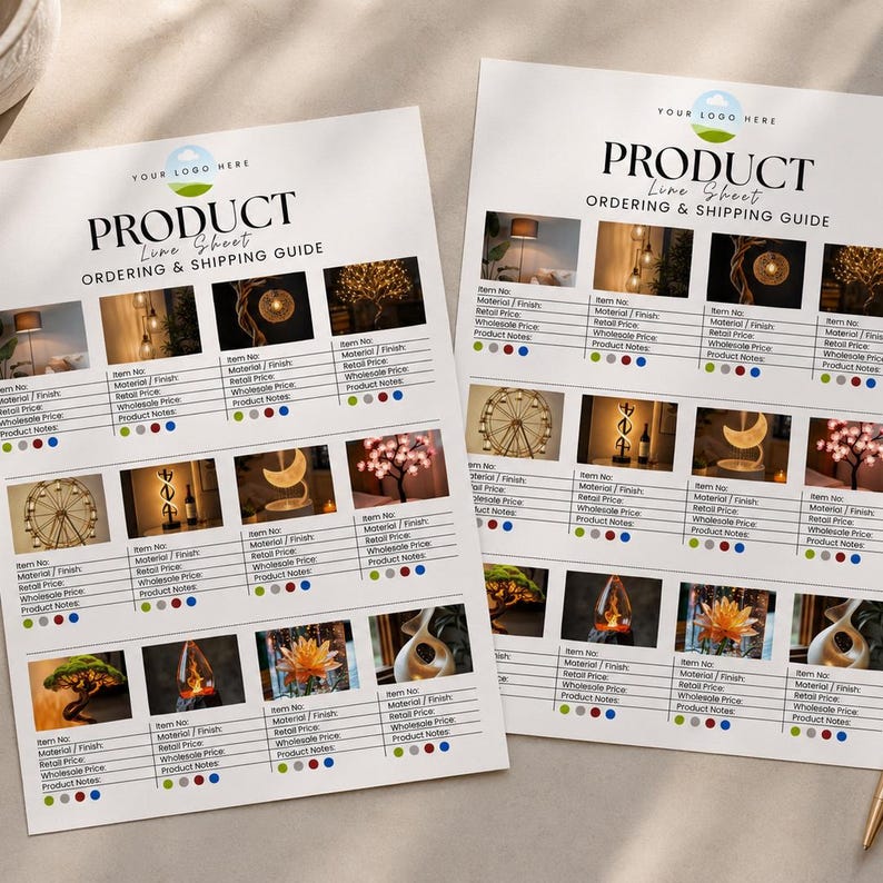 Product Line Sheet Template, Editable Wholesale Price List Catalog ...