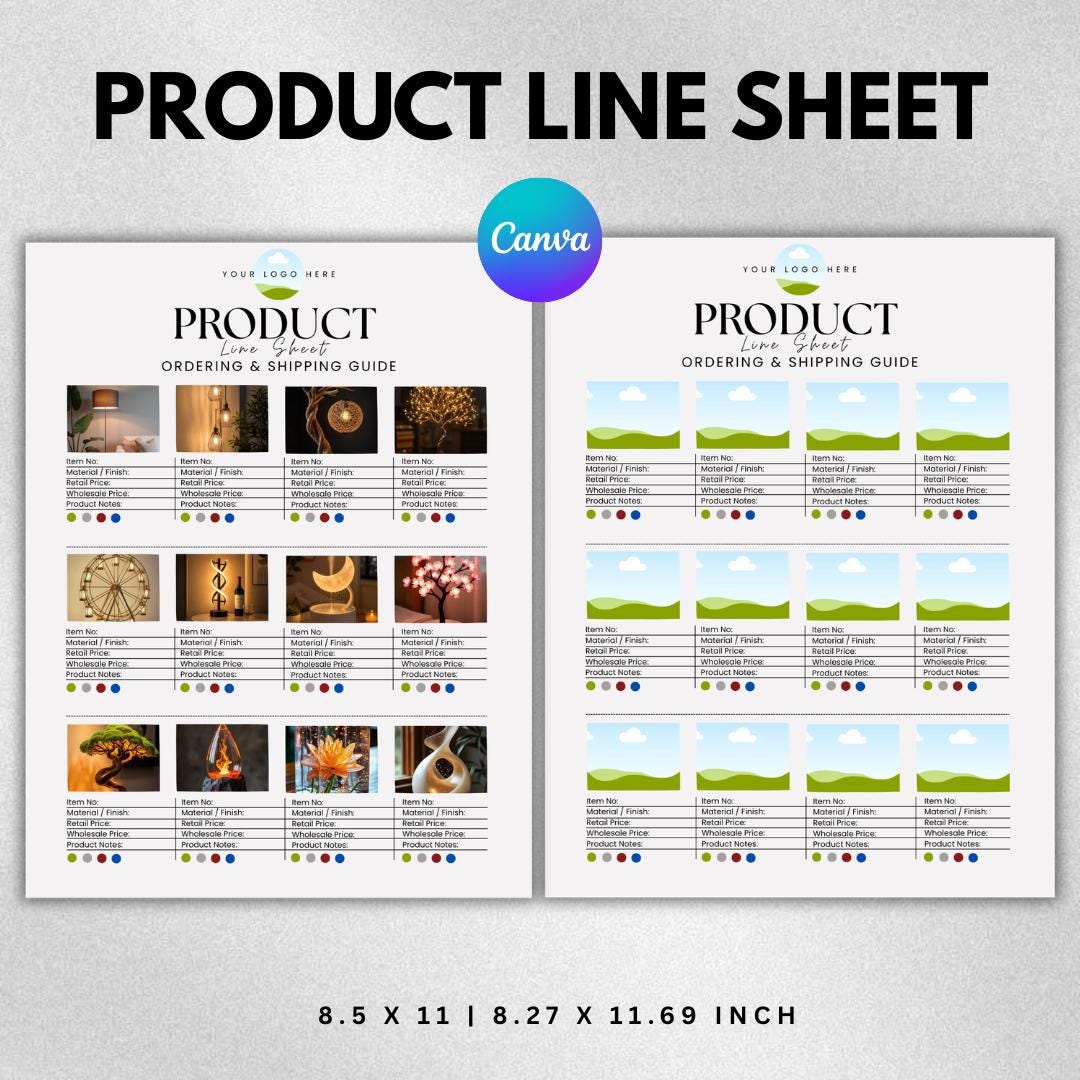 Product Line Sheet Template, Editable Wholesale Price List Catalog ...