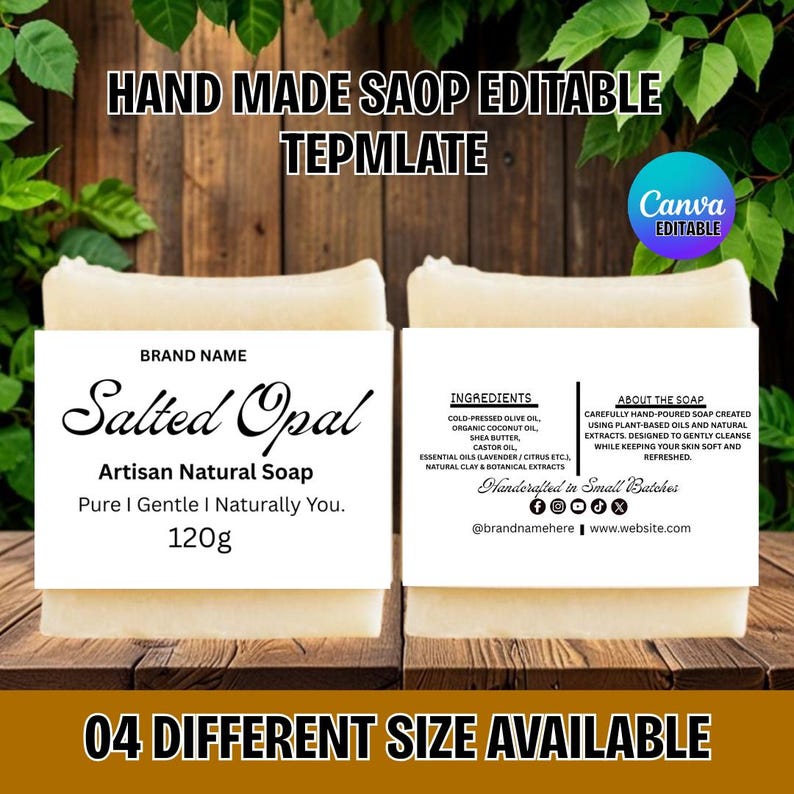 Handmade Soap Label Editable Template, Belly Band Soap Packaging for ...