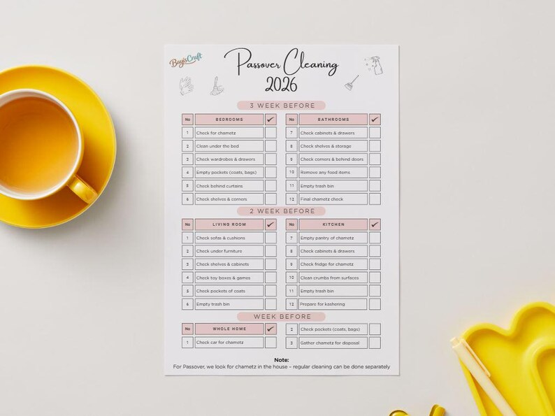 Passover Cleaning Checklist 2026 | Pesach Chametz Checklist | 3-week ...