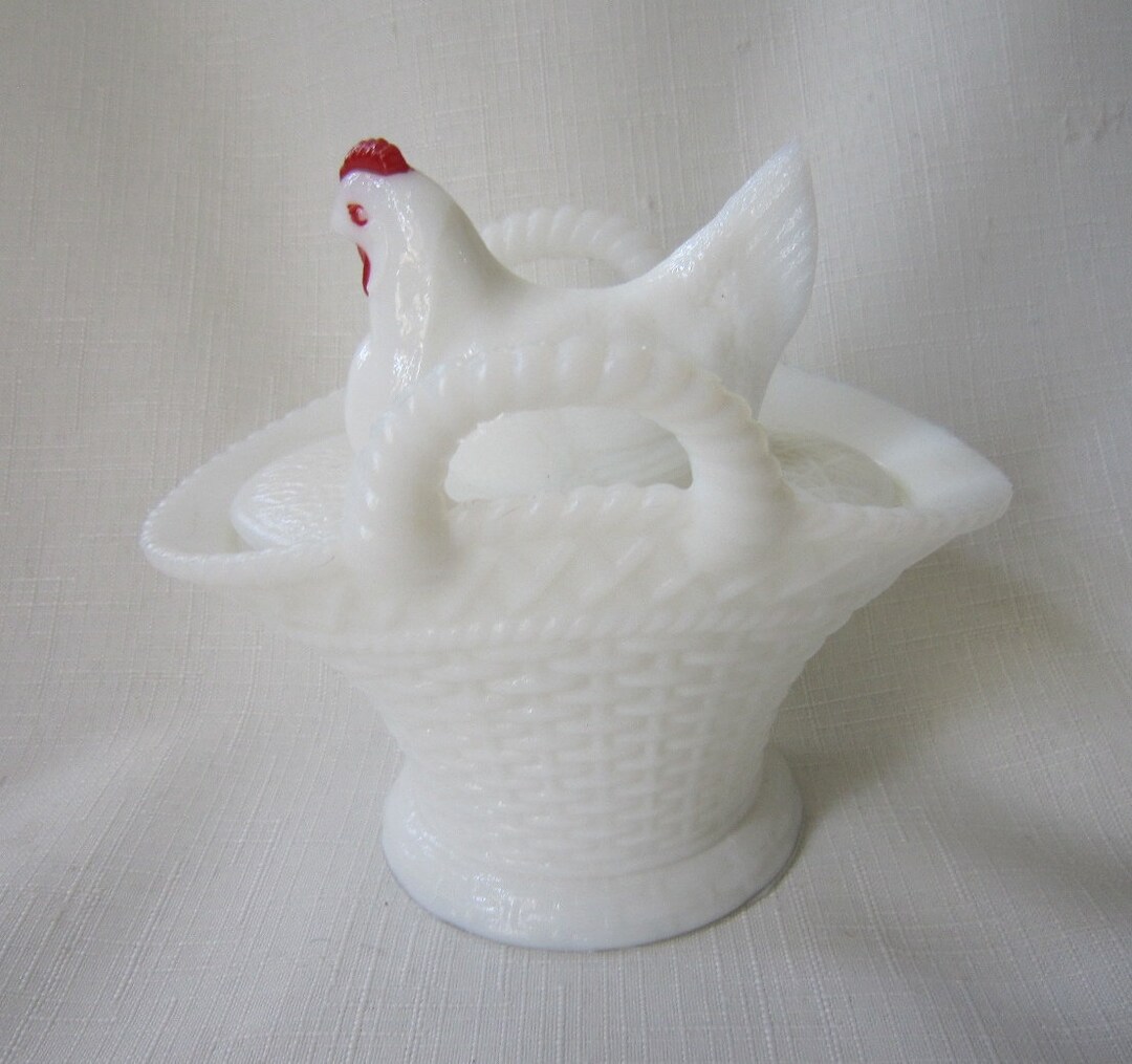 Charming Milk Glass Chicken Candy Dish, Adorable! - Etsy