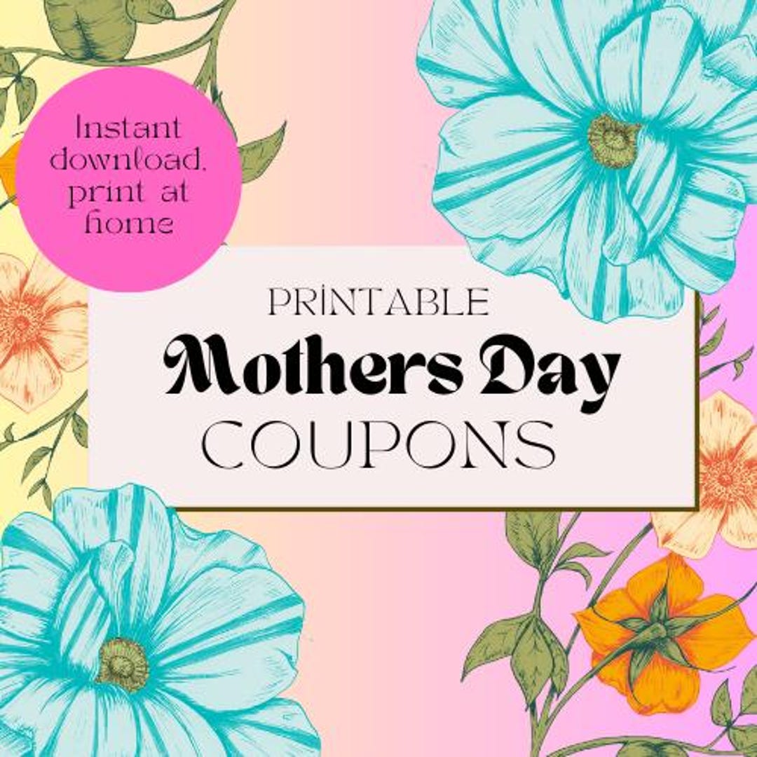 Printable Mother's Day Coupon Book, DIY Mom Gift Ideas, Last Minute ...