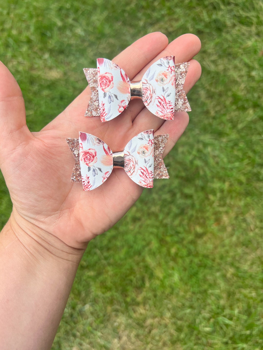 Flower Hair Bows Fall Piggies Pigtail Bows Pigtail Bow Set - Etsy