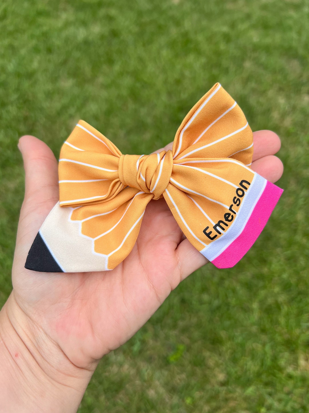 Personalized Back to School Bow, Personalized Pencil Bow, Custom Pencil ...