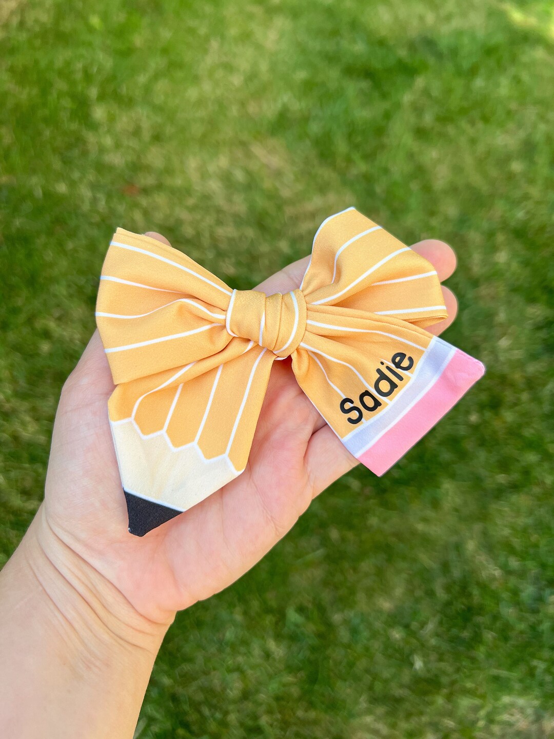 Custom Pencil Bow, Personalized Pencil Bow, Pencil Hair Bow ...