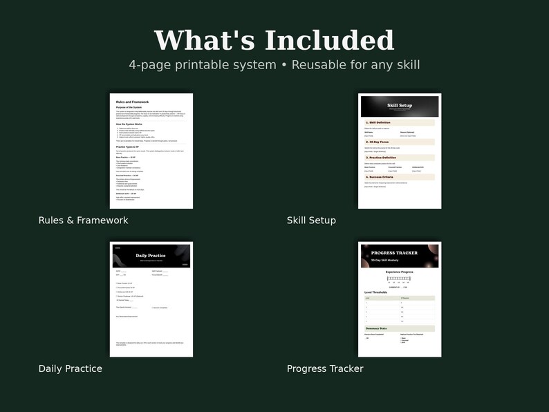 30-day Skill Mastery Framework | Xp-based Skill Tracker | Printable ...