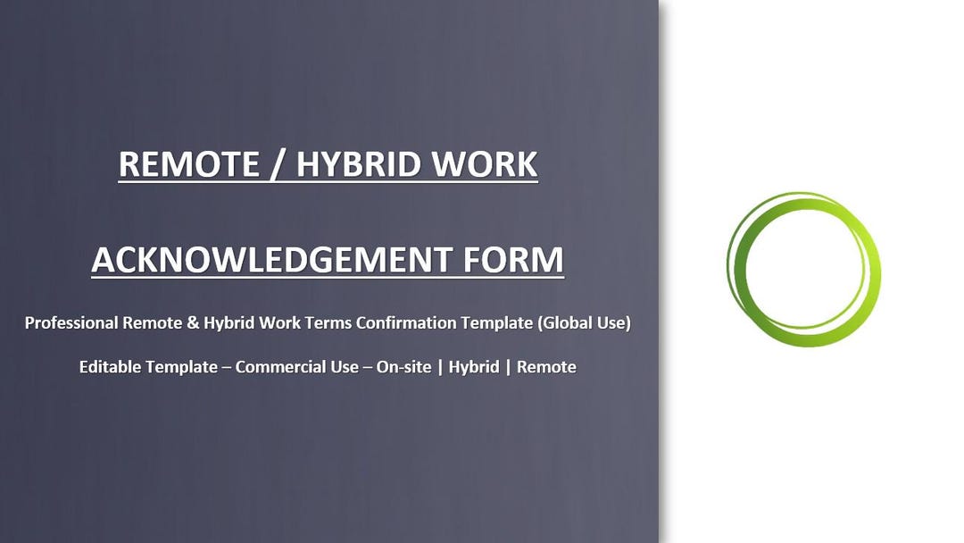 Remote / Hybrid Work Acknowledgement | HR Template for Distributed ...