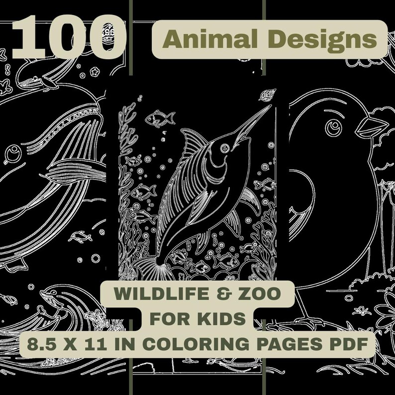100 Wildlife Zoo Animal Coloring Pages for Kids (printable PDF) | 50% ...