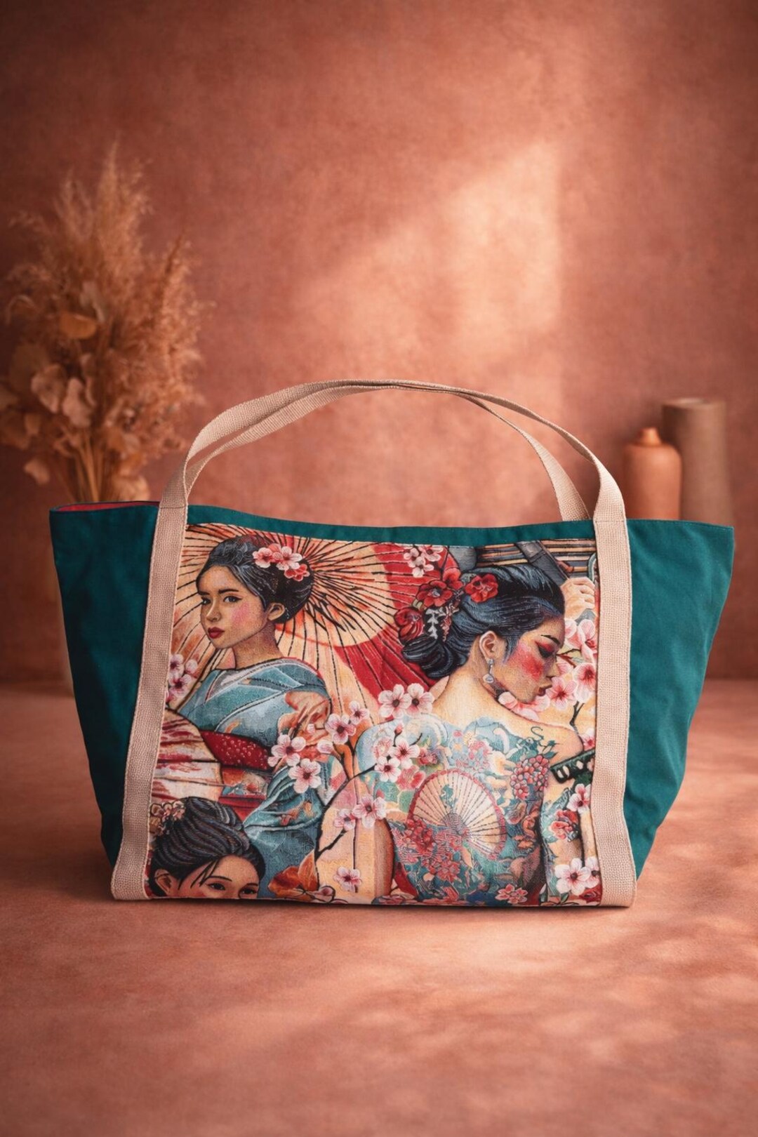 Handmade Tote Bag – Artistic Women's Tote Bag – Boho Chic Textile Bag ...