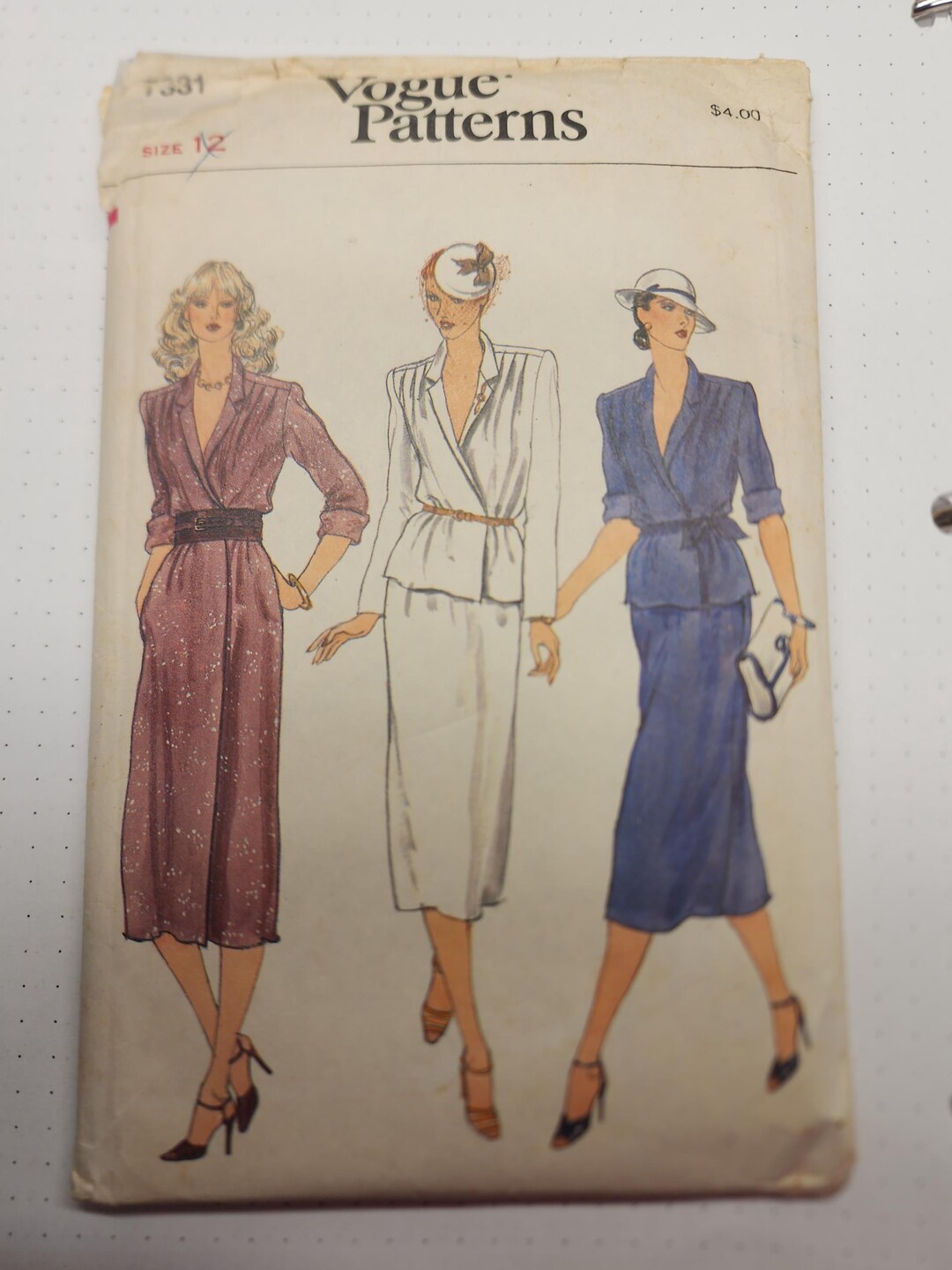 Vintage Sewing Pattern - Vogue 7331 - Size 12 - Fits 34 Inch Bust - Etsy